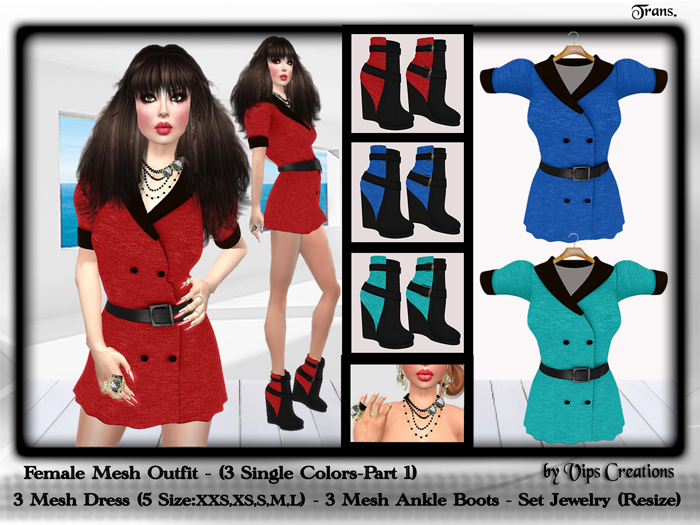 Second Life Marketplace - Female Mesh Outfit - (Single Colors - Part 1 ...