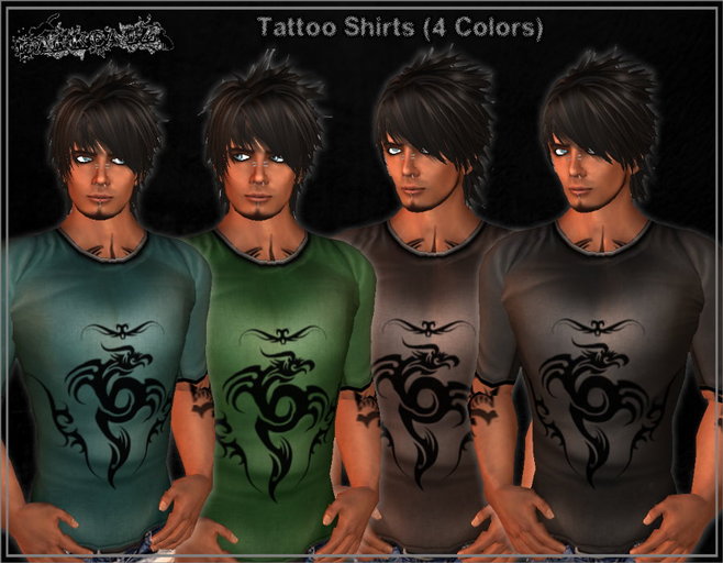 Second Life Marketplace - ::DarKCatZ:: Tattoo Shirts (4 Colors)