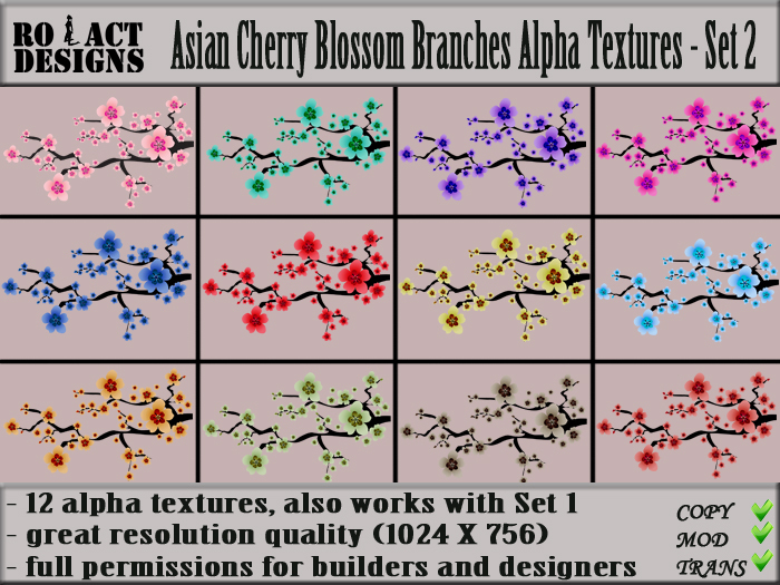Second Life Marketplace - Ro!Act Designs 12 Asian Cherry Blossom ...