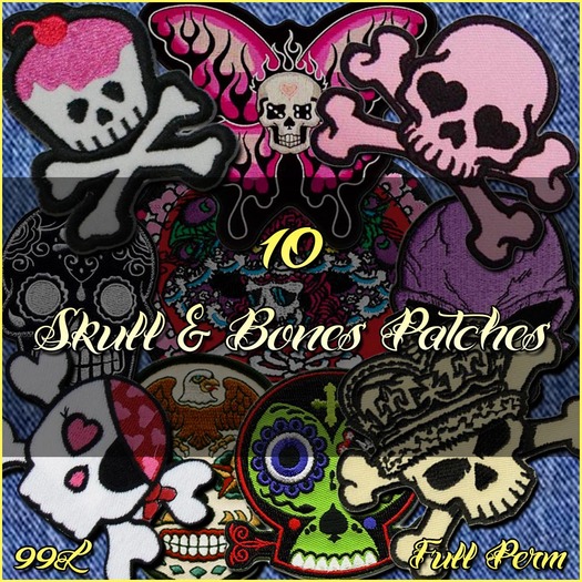 Second Life Marketplace - Souled Out 10 Skull & Bones Alpha Patches