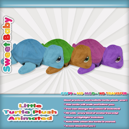 Second Life Marketplace - Sweet Baby - Little Turtle Plush Animated
