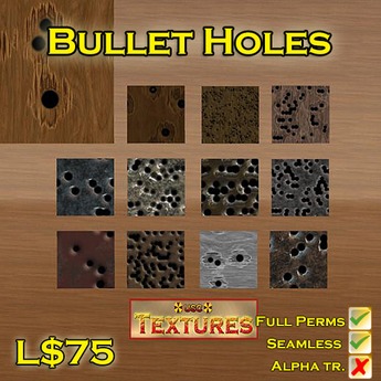Second Life Marketplace - USC Textures - Bullet Holes