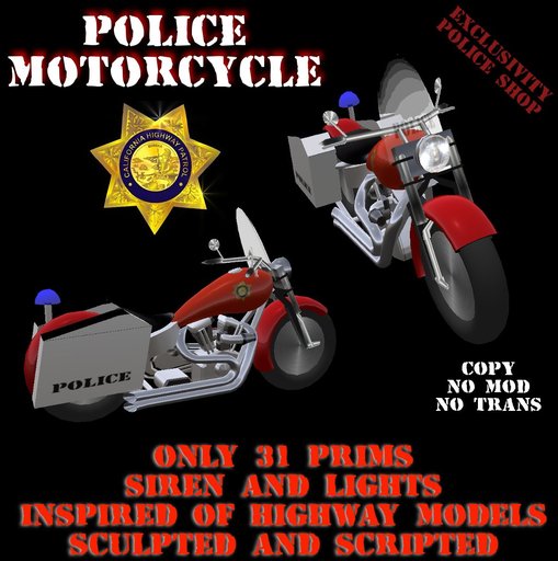 Second Life Marketplace - Highway police motorcycle black v3