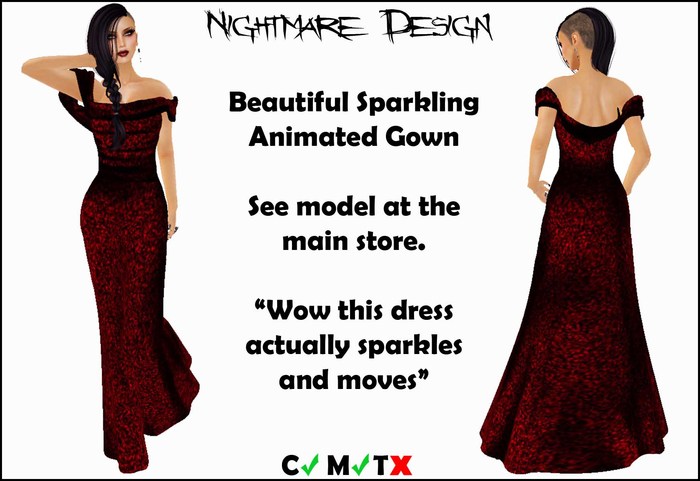 Second Life Marketplace - Sparkling Animated Gown Red Glitter