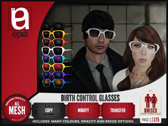 Second Life Marketplace - (epia) - Birth Control Glasses (Basics) [DEMO]
