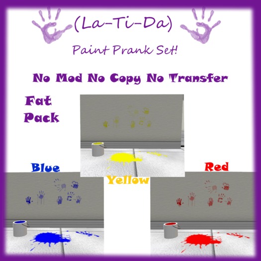 Second Life Marketplace - (La-Ti-Da) Paint Prank Set FAT PACK (Y, B, & R)