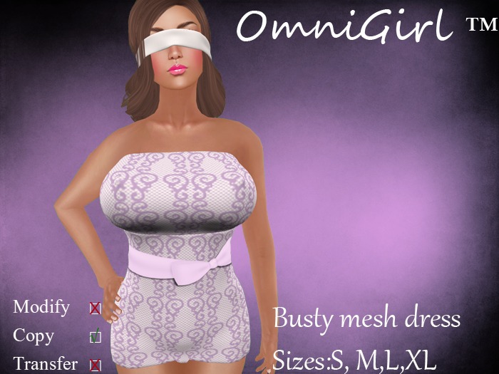 Second Life Marketplace - Busty purple lace mesh dress [OmniGirl]