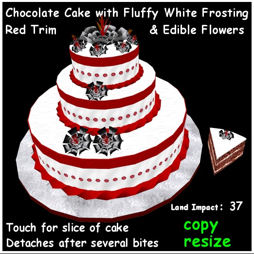 Second Life Marketplace - Chocolate Cake with White Frosting, Red Trim ...