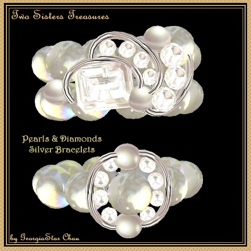 Second Life Marketplace - TST Pearls & Diamonds Silver Bracelets