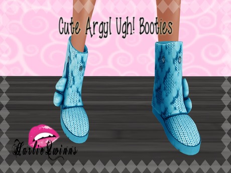 Second Life Marketplace - *HQ* Cute Knit Argyle Ugh! Booties- Blue