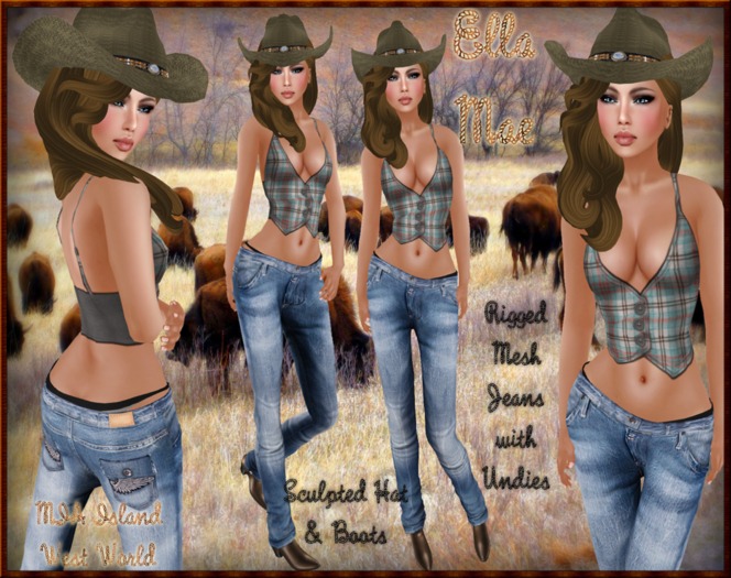 Second Life Marketplace Promo Cowgirl Ella Mae With Hat Rigged Mesh
