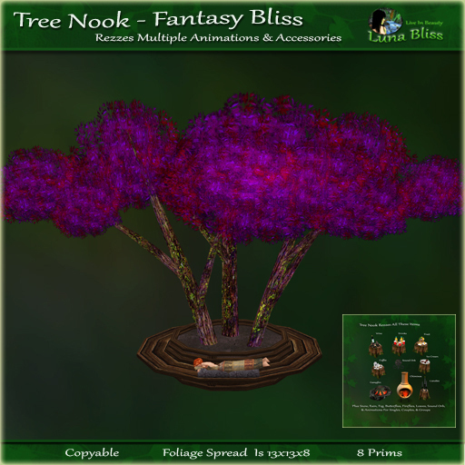Second Life Marketplace - Tree Nook - Fantasy Bliss - Bench Rezzes ...