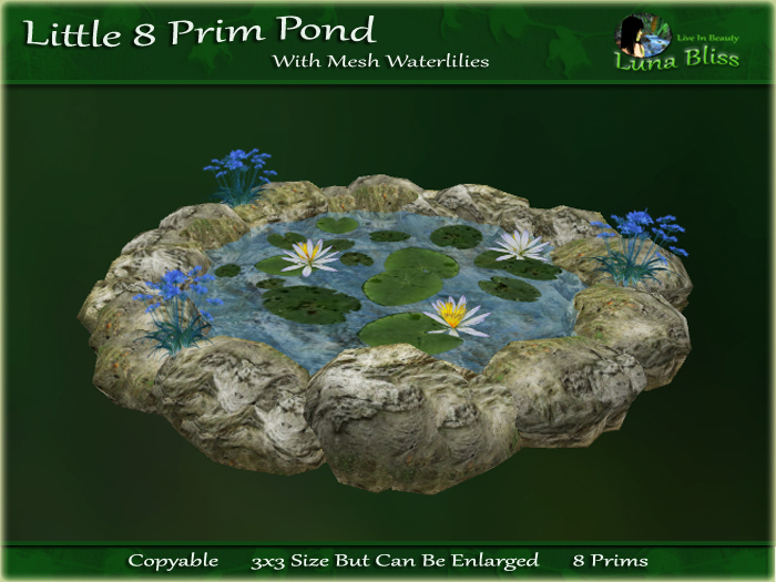 Second Life Marketplace - Little 8 Prim Pond - Small Garden Pond With ...