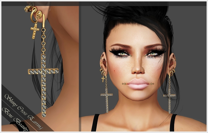 Second Life Marketplace - ..:: Bens Beauty ::.. Shiny Cross Earring