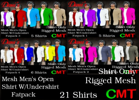 Second Life Marketplace - *Dani's* Mesh Men's Open Shirt W/ Undershirt ...