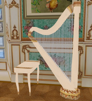 Second Life Marketplace - Blanche Ivory Harp, White with Enameled Gilt ...