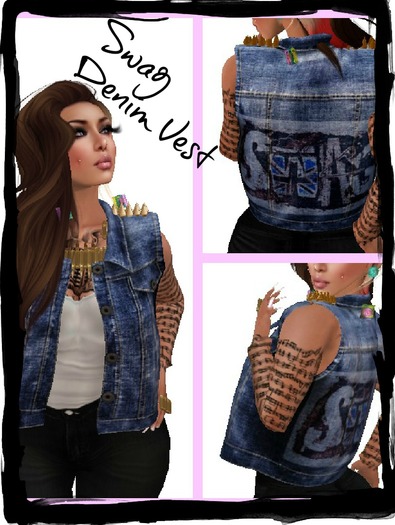 Second Life Marketplace - {ERA} Dark Denim Swag Vest