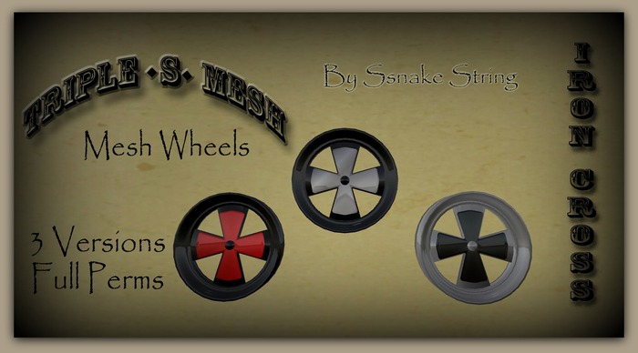 Second Life Marketplace - Mesh Wheel Pack of 3 - Iron Cross
