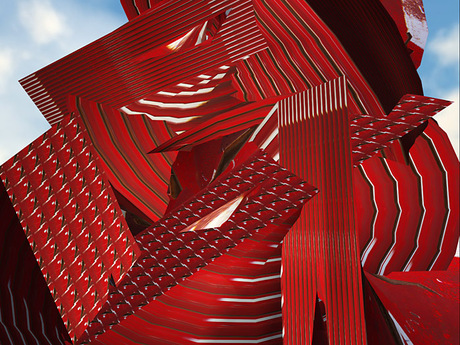 Second Life Marketplace - Red Alien Code Triple - Abstract Sculpture
