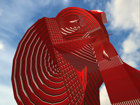 Second Life Marketplace - Red Alien Code Triple - Abstract Sculpture