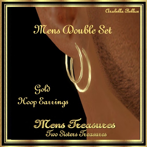 Second Life Marketplace - MT - MENS DOUBLE HOOP EARRINGS YG