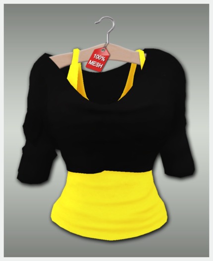 Second Life Marketplace - :VIRTISTRY: Cropped Shirt w/Tank (Black/Yellow)