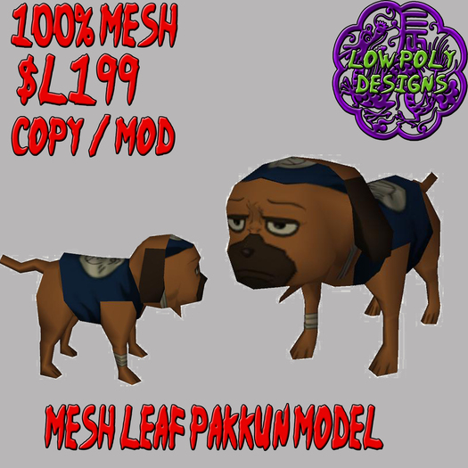 Second Life Marketplace - LPD Leaf Village Pakkun Model Mesh