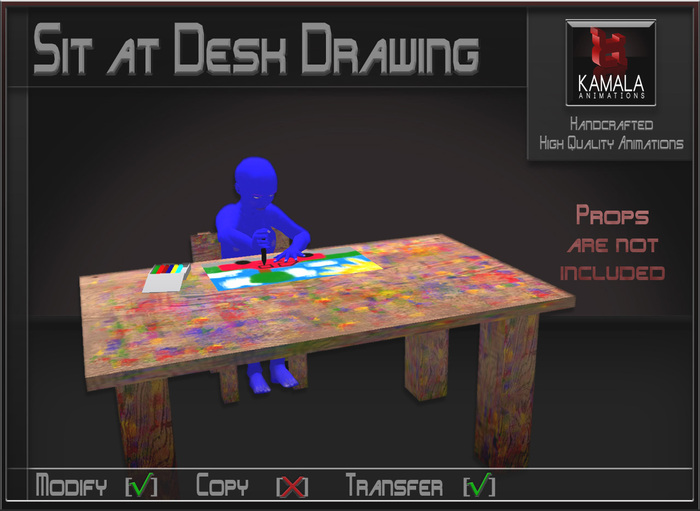 Second Life Marketplace - Kids Child SL *Sit at Desk Drawing ...