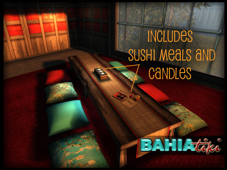 Second Life Marketplace - Bahia Tiki- Blue Zen Dinner Party Table
