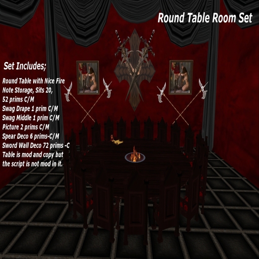 Second Life Marketplace - Round Table Room Set (Boxed)