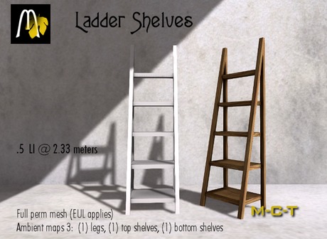 Second Life Marketplace - MESH Ladder shelf .5 LI at 2.3 meters - FULL ...