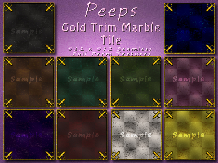 Second Life Marketplace - Peeps Textures Gold Trim Marble Tile