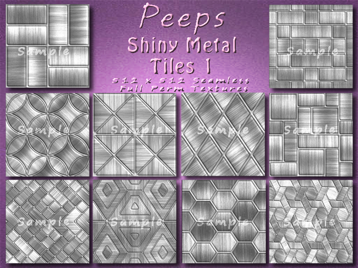 Second Life Marketplace - Peeps Textures Shiny Metal Tiles 1