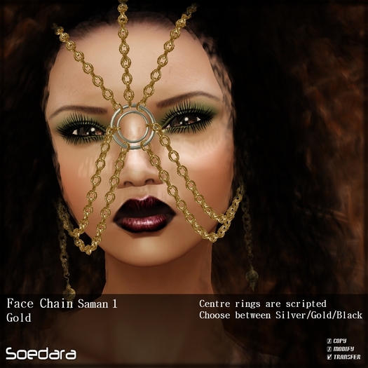 Second Life Marketplace - ~Soedara~ Gold Face Chain Saman 1