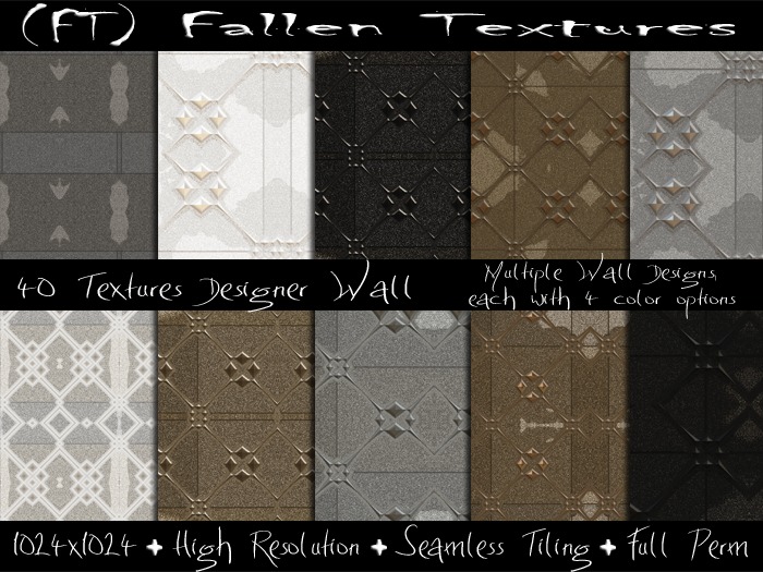 Second Life Marketplace - (FT) Fallen FULL PERM Textures Designer Wall ...