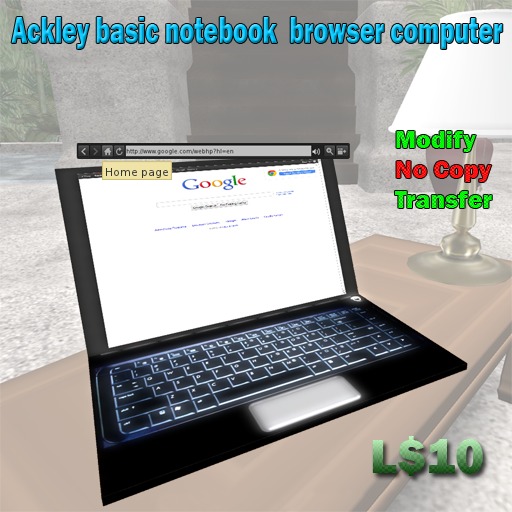 Second Life Marketplace - Ackley basic notebook browser computer 1.0