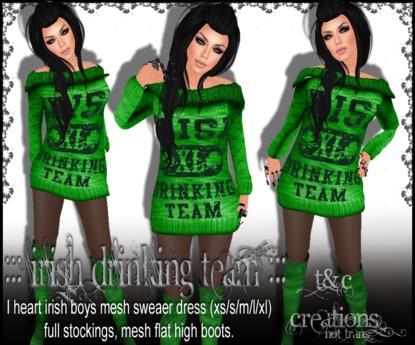 Second Life Marketplace - T&C ::: Irish Drinking Team ::: Female Mesh ...