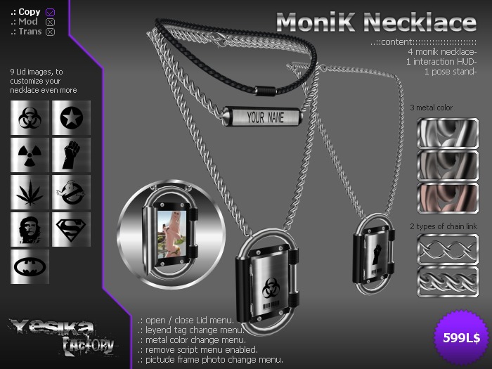Second Life Marketplace - ..:: Yesika Factory ::.. MoniK - Necklace ...