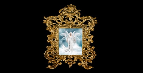 Second Life Marketplace - Frost angel wall art in gold frame mod copy