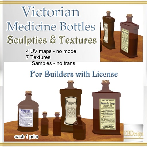 Second Life Marketplace - EBDesign - Victorian Medicine Bottles ...