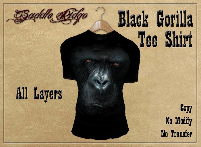 Second Life Marketplace - Saddle Ridge Black Gorilla Tee