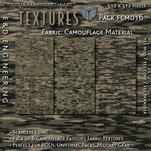 Second Life Marketplace - [FCM016] 6 512px Jungle Camo Camouflage ...