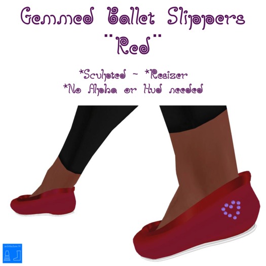 Second Life Marketplace Gemmed Ballet Slippers Red