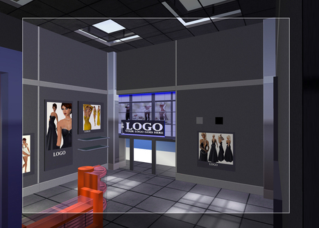 Second Life Marketplace - LOGOSTORE Blue Small Prefab Shop Store Building