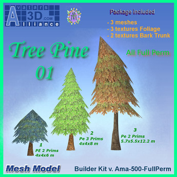 Second Life Marketplace - Tree Pine 01 (mesh) BuilderKit-500-FullPerm ...