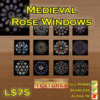 Second Life Marketplace - USC Textures - Medieval Rose Windows