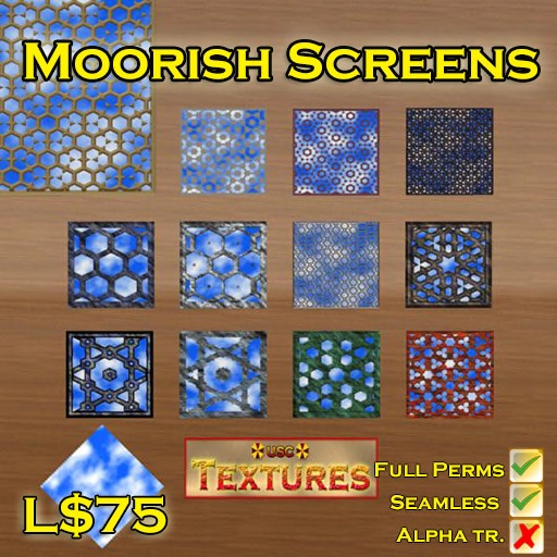 Second Life Marketplace - USC Textures - Moorish Screens