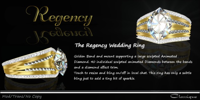 Second Life Marketplace - (*Classique*) Regency Wedding Ring Boxed