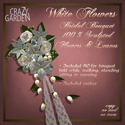 Second Life Marketplace - White Flowers Bridal Bouquet - Wedding Bouquet