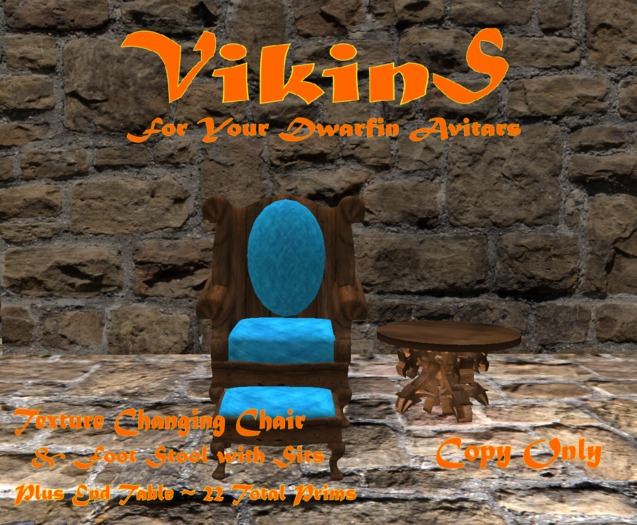 Second Life Marketplace - Chair, footstool & round table for your ...